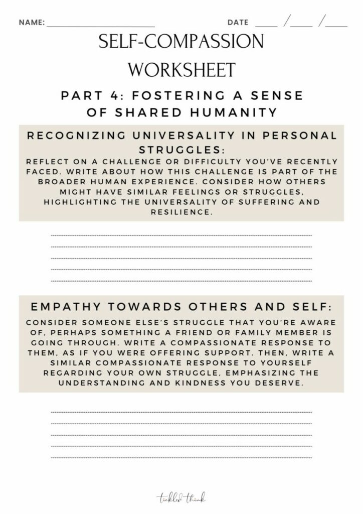 Self-Compassion Worksheet - Tickled Think